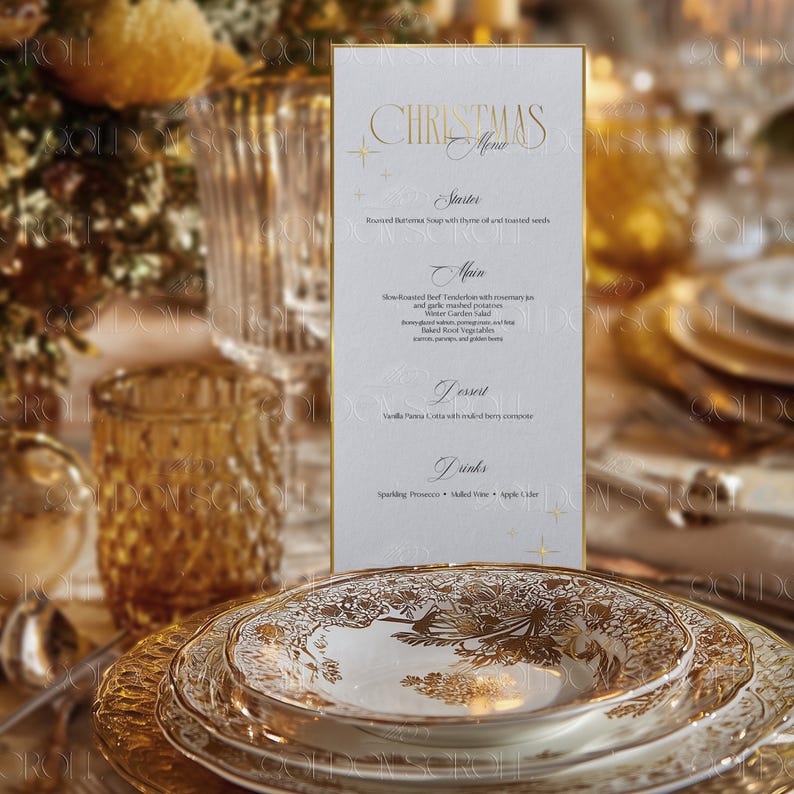 Elegant Christmas Dinner Menu Template | Printable Holiday Design ...