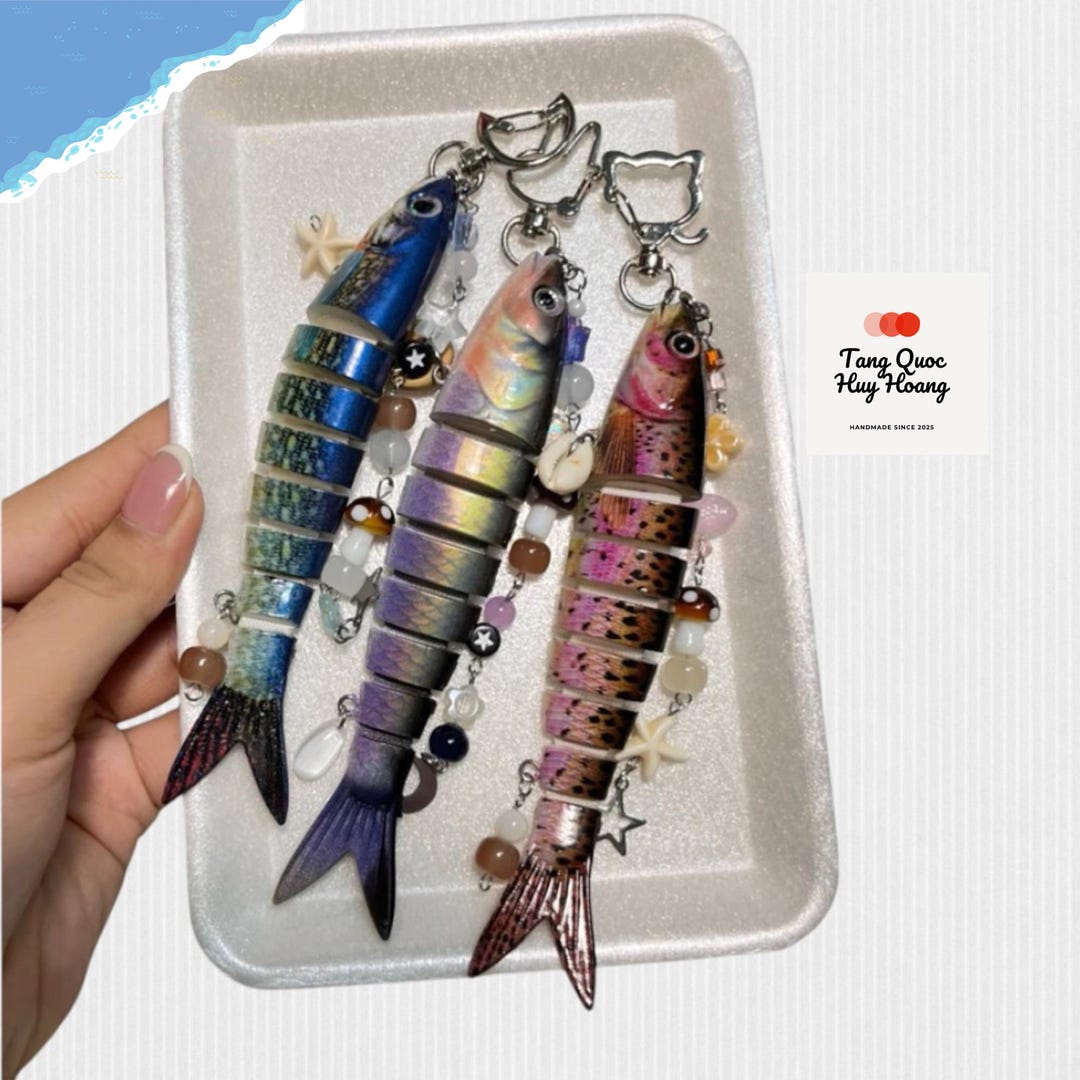 Handmade Articulated Iridescent Fish Keychain | Deep Ocean Shimmer ...