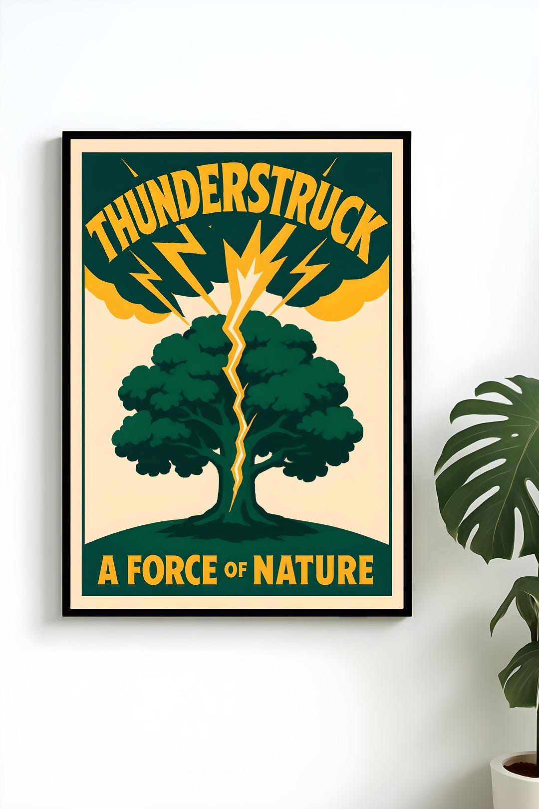 THUNDERSTRUCK Poster – Vintage Illustration, Thunder and Lightning ...