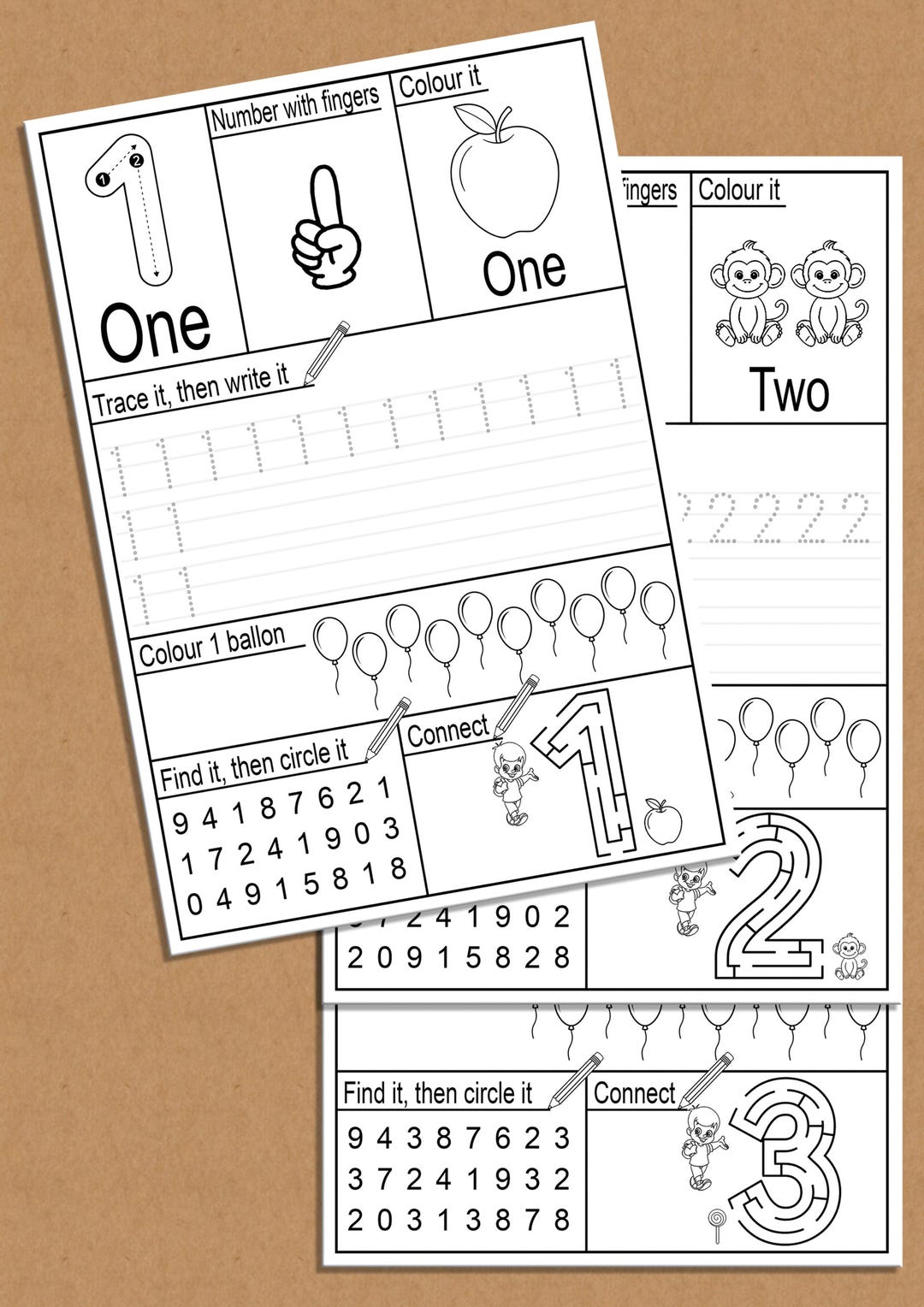Learning Numbers Printable Worksheets: English Numbers Tracing, Writing ...