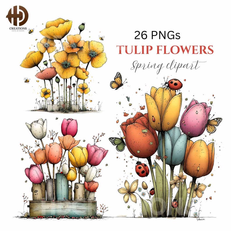 Spring Tulip Clipart Bundle – Watercolor Floral Graphics | Whimsical ...
