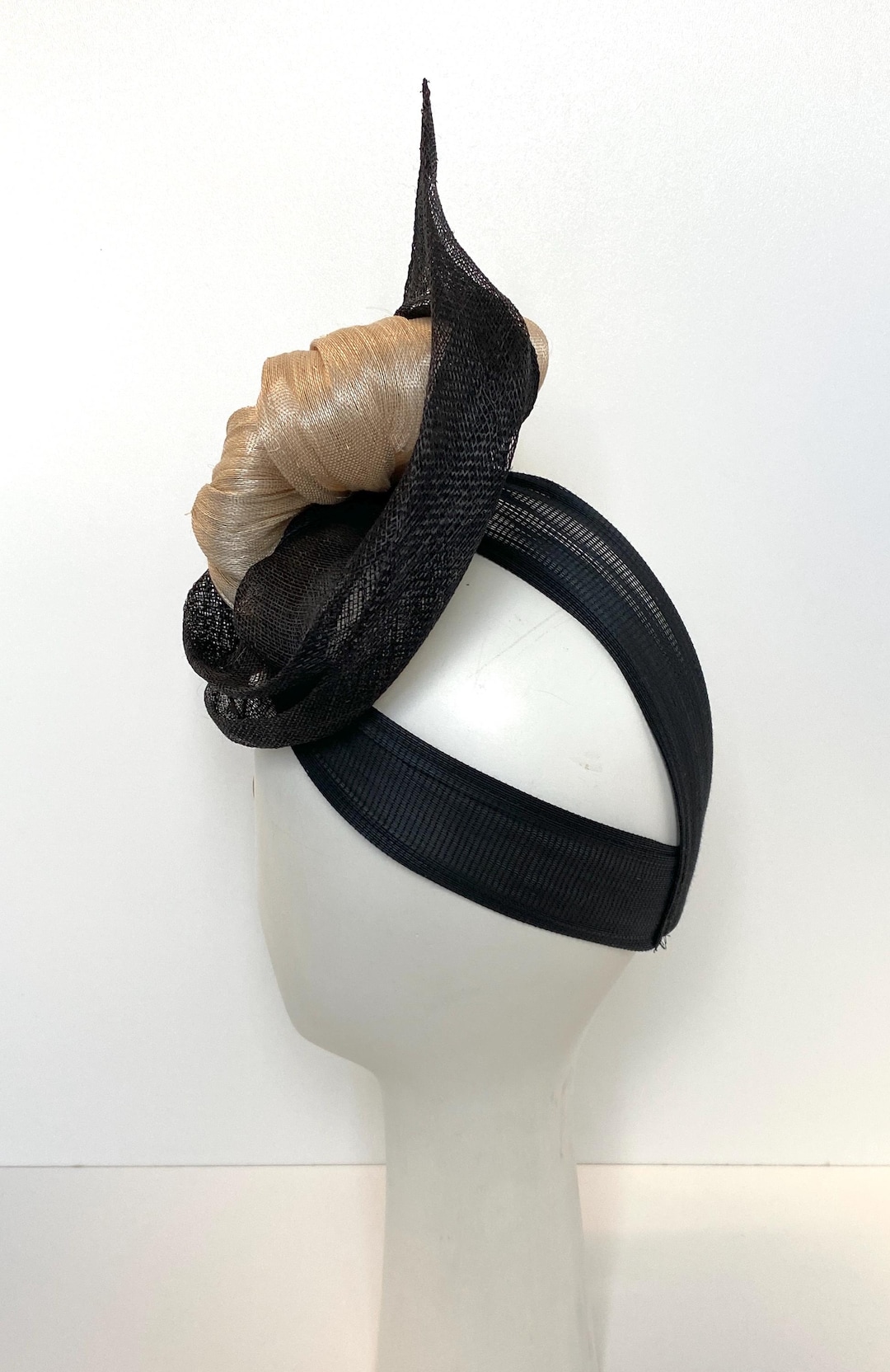 Retro Black and Natural Fascinator for a Chic Wedding. - Etsy