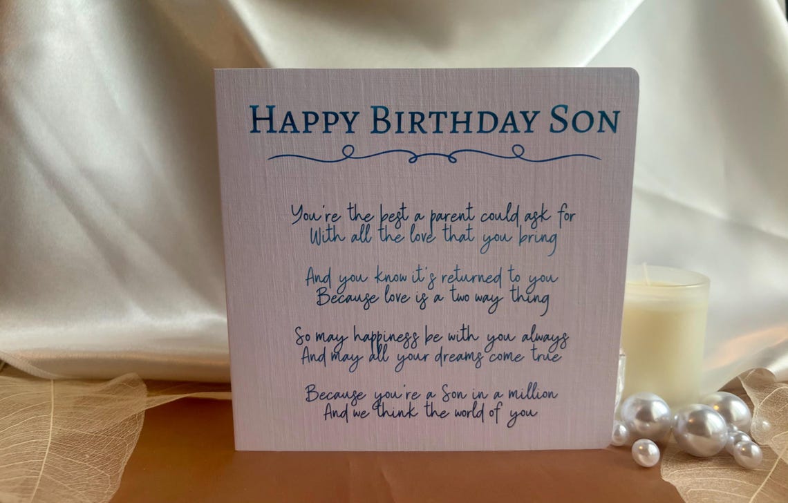 Special Son Birthday Card, With Sentimental Verse. - Etsy