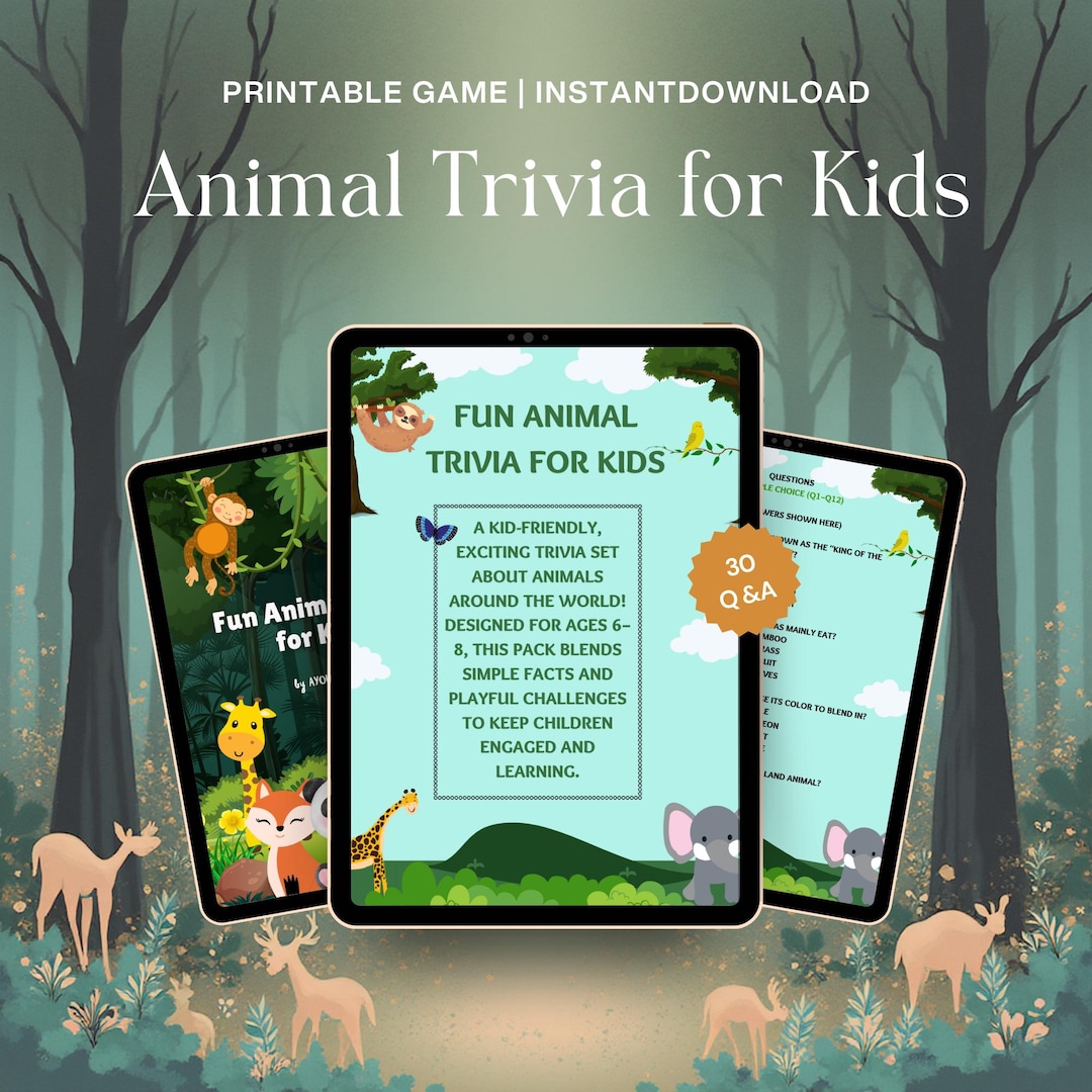 Animal Trivia for Kids Ages 6-8 | Fun Educational Quiz Game | Classroom ...