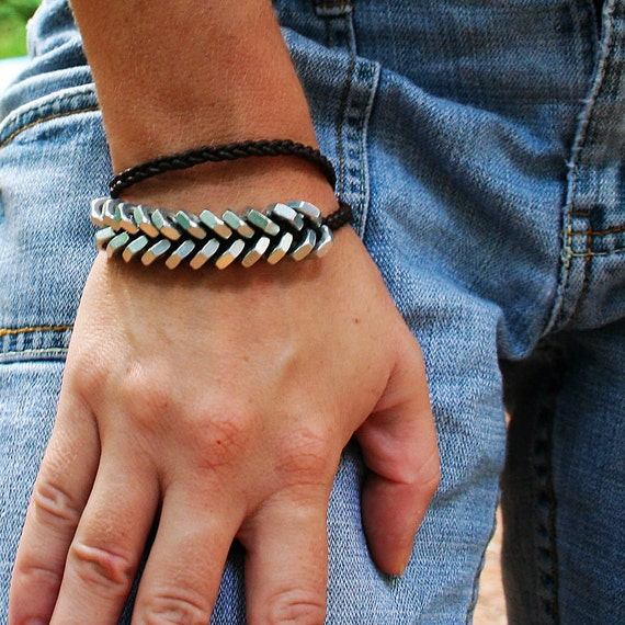 Items similar to Leather Hex Nut Wrap Bracelet on Etsy