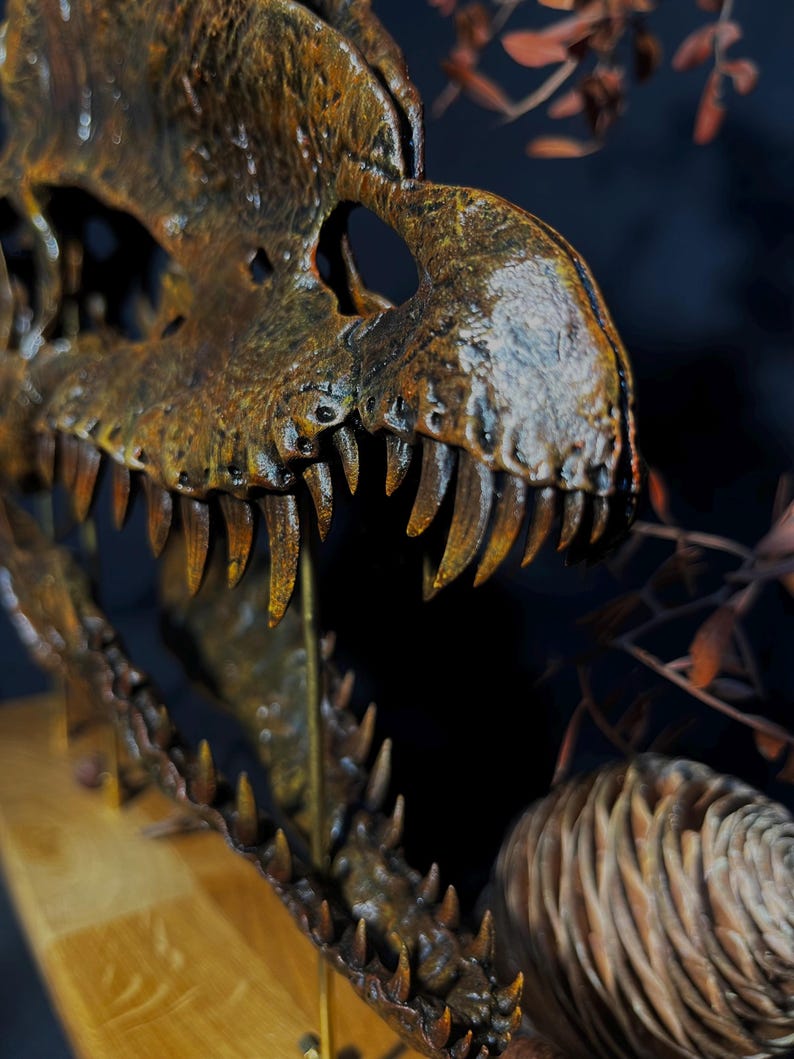 Dilophosaurus Dinosaur Skull Replica – Hand-painted Fossil Sculpture ...