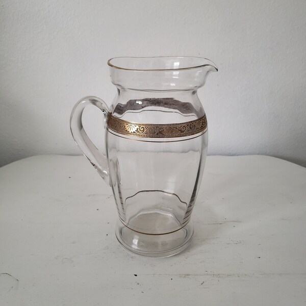 Glass Pitcher With Gold Rim - Etsy