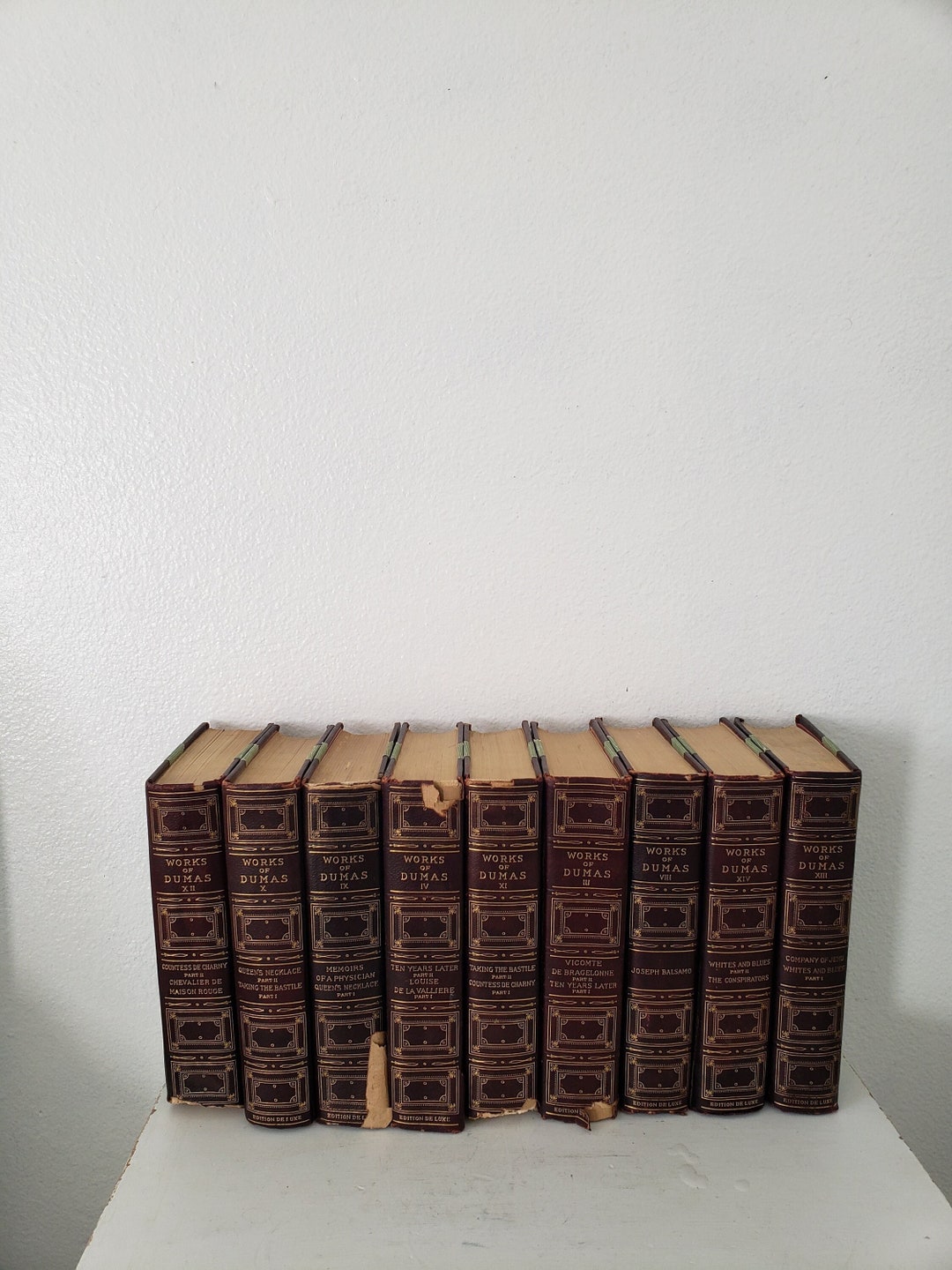 Set of Nine Antique Books/the Works of Dumas/alexandre Dumas/limited to ...