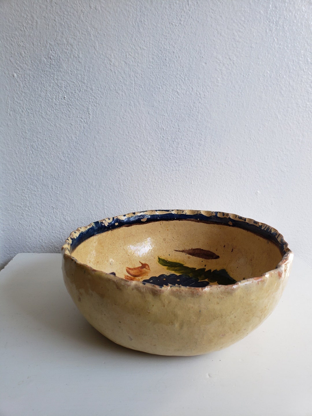 Vintage Handpainted Mexican Redware Bowl/glazed Pottery/capula ...