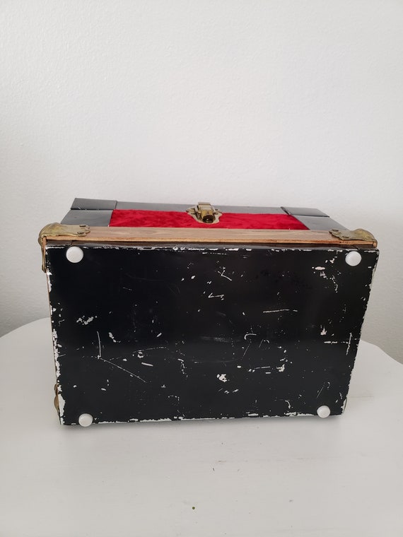Rare Cheney England Trunk Jewelry Box/Leather Handles - Gem