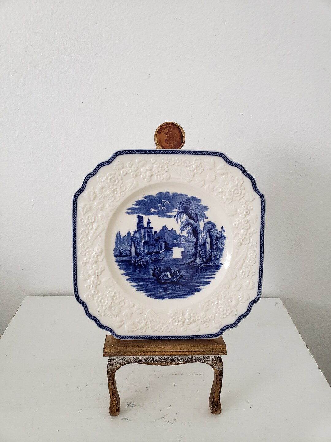 Vintage George Jones & Sons Square Scalloped Corners Flow Blue ...