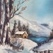 Vintage 1977 Framed/signed Oil Painting/mountain, Snow, Cabin Scene - Etsy