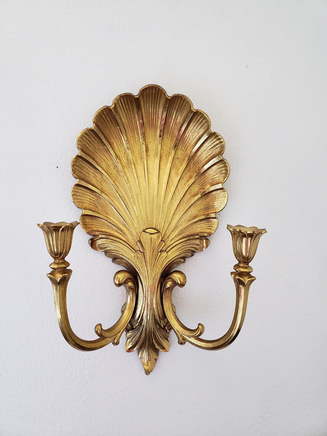 Vintage Syroco Gold Resin Shell Double Arm Candleabra/hollywood Regency ...