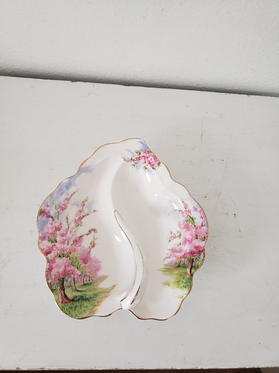 Vintage Royal Albert England Bone China "blossom Time" White Leaf Shape ...