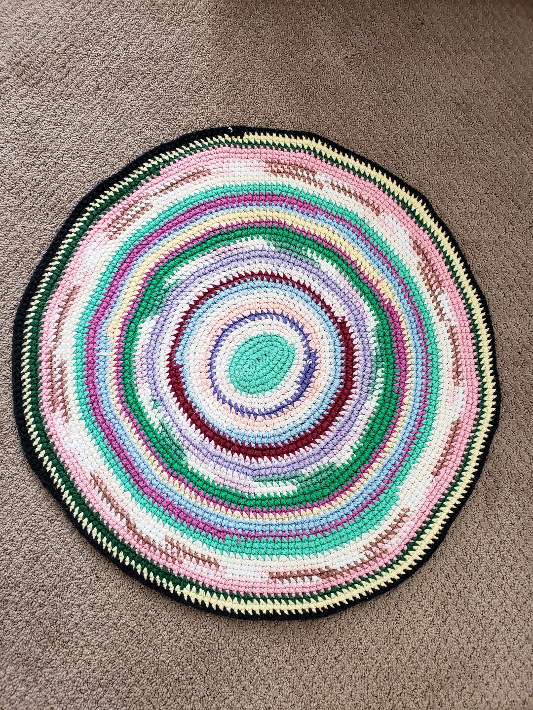 Vintage Boho Round Hand Crochet Rug - Etsy