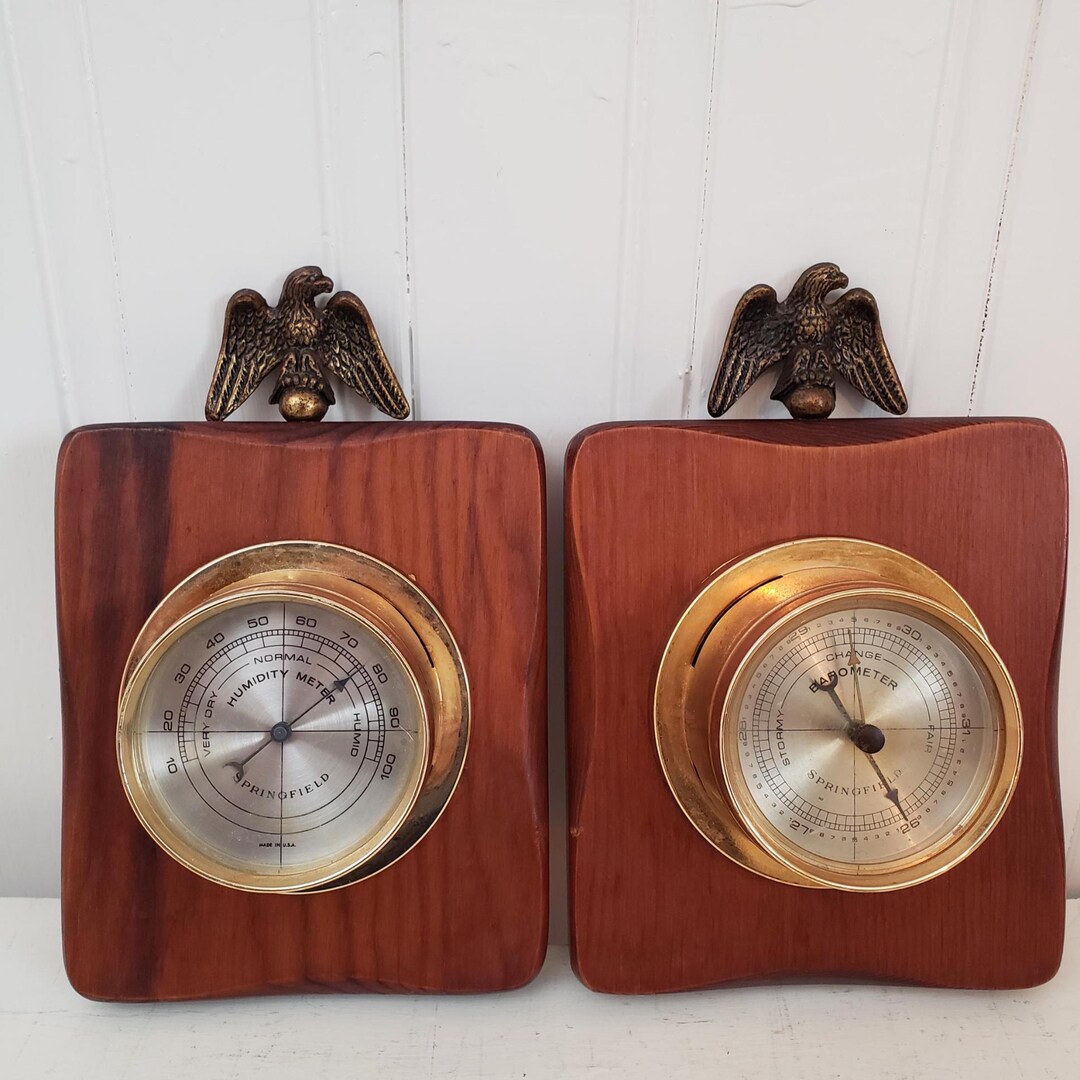 Vintage Springfield Eagle Weather System/barometer/humidity Gauges/mcm ...