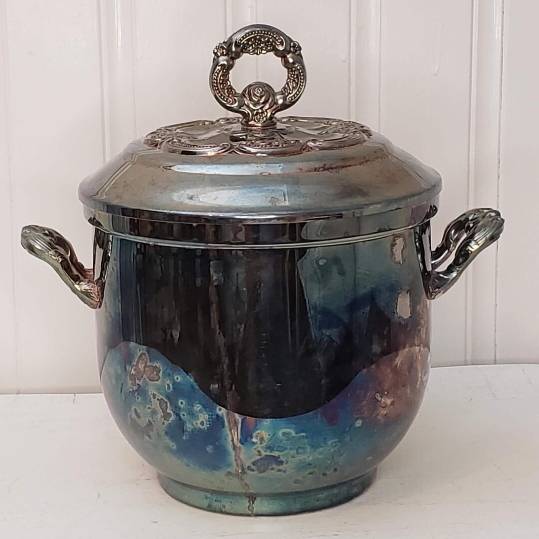 Vintage Oneida Silverpate Ice Bucket With Lid/rose Finial/urn Handles ...