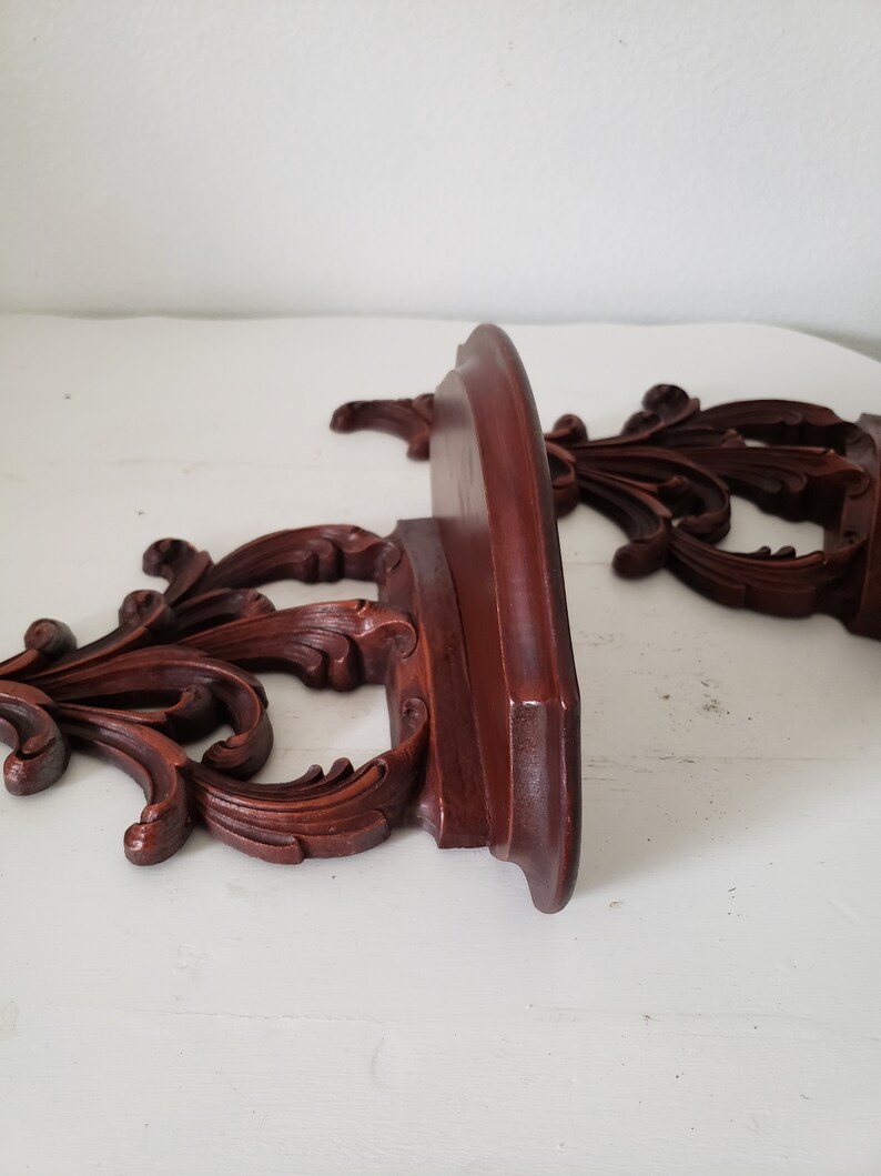 Vintage Syrocowood Dark Finish Wall Shelves/plate Rail/scroll - Etsy