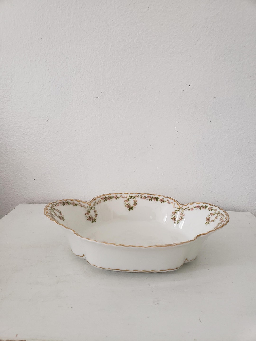 Vintage Haviland & CO Limoges France, Floral Garland, Gold Trim Oval ...
