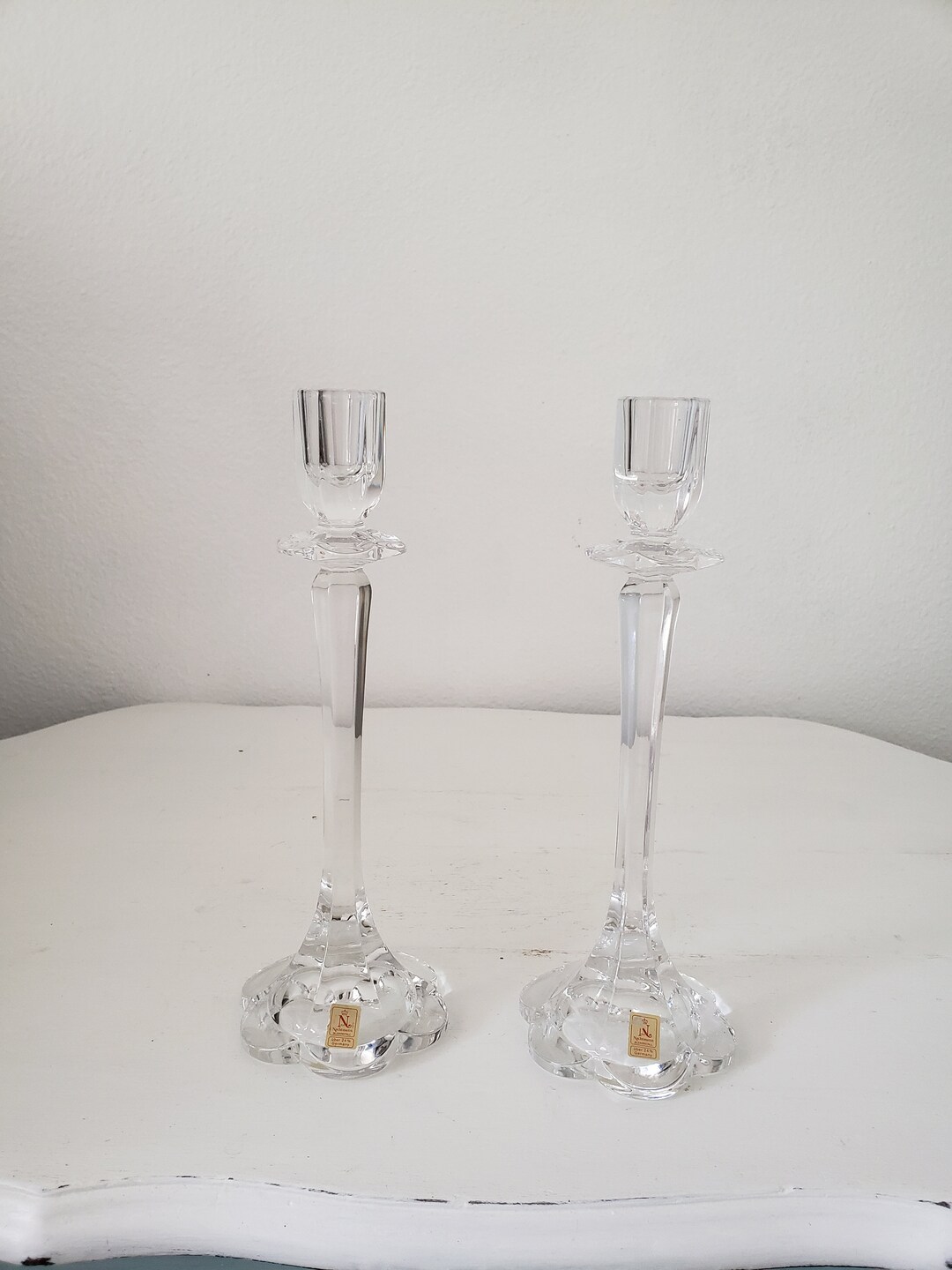 Vintage German Bavaria Nachtmann Crystal Flower Petal Candlestick ...