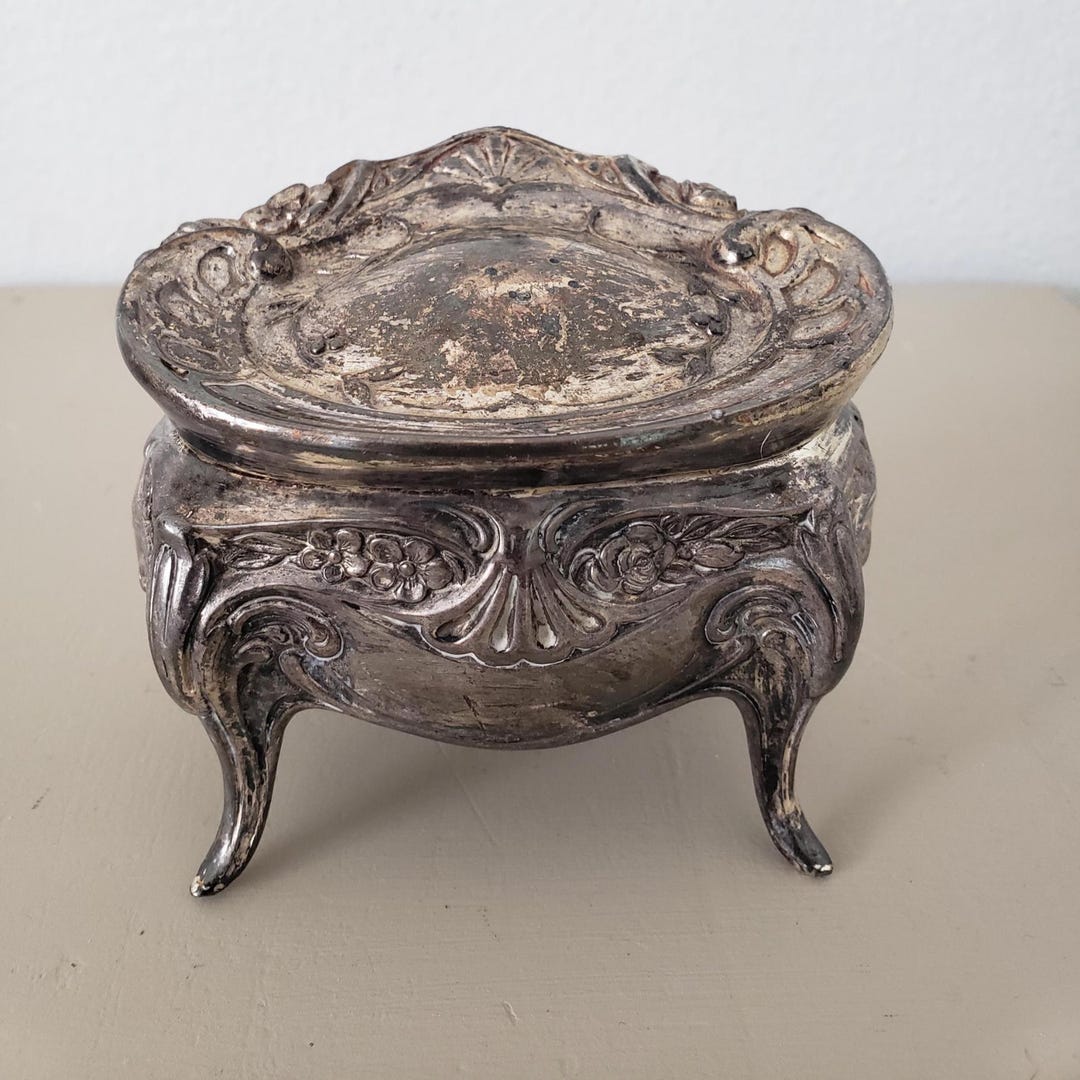 Antique Jennings Brothers Metal Jewelry Casket/art Nouveau/original ...