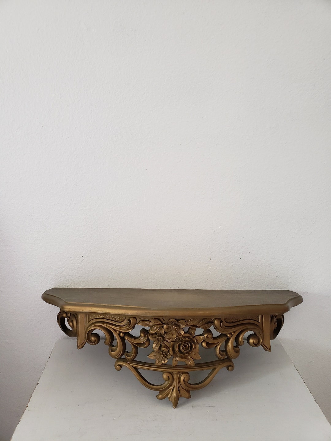 Vintage DART Gold Plastic Wall Shelf/scrolls/flora, Leaf Detail/dark ...