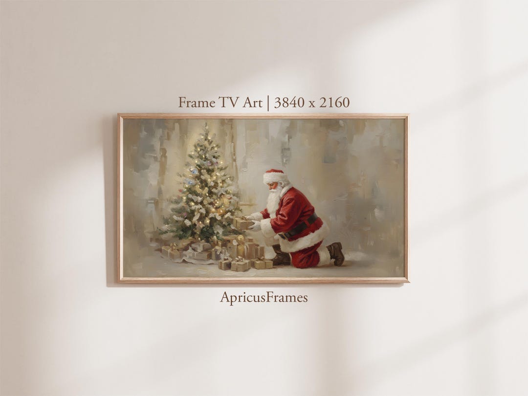 Santa Frame Tv Art, Vintage Holiday Santa Claus Painting Screensaver ...