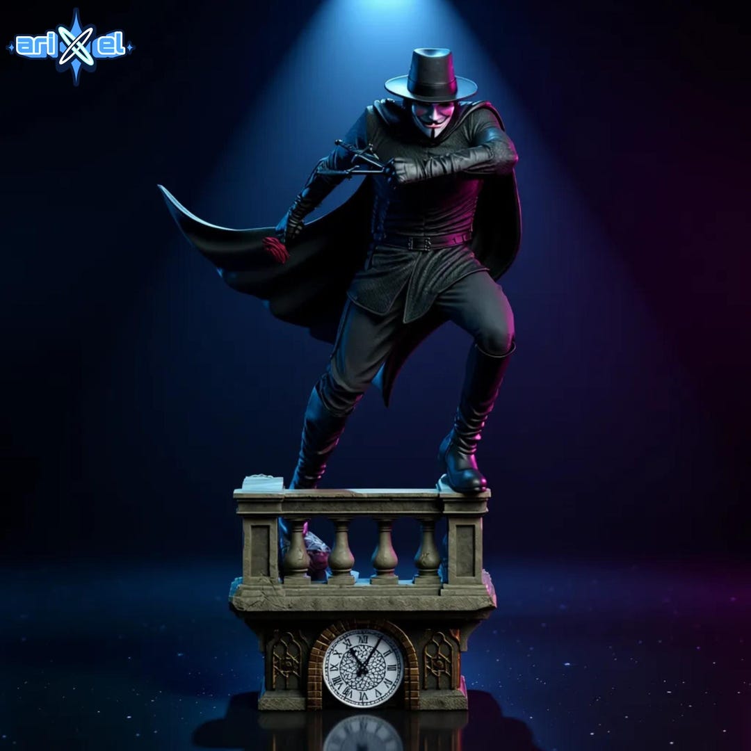 V for Vendetta STL – V Mask Statue 3D Print Model | Unsupported | Guy ...