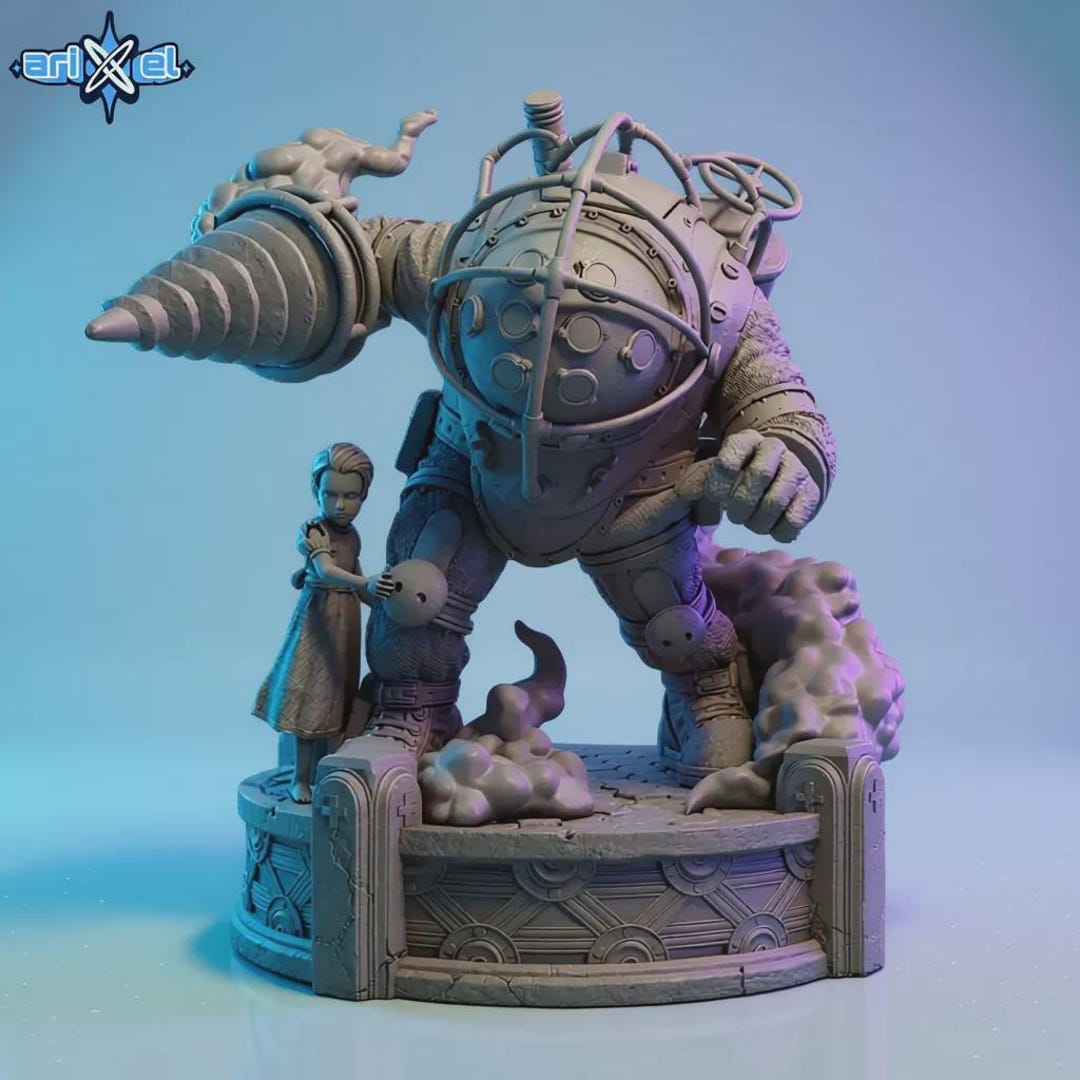 Deep Sea Guardian STL 1:10 Scale – Retro Heavy Diver Protector Statue ...