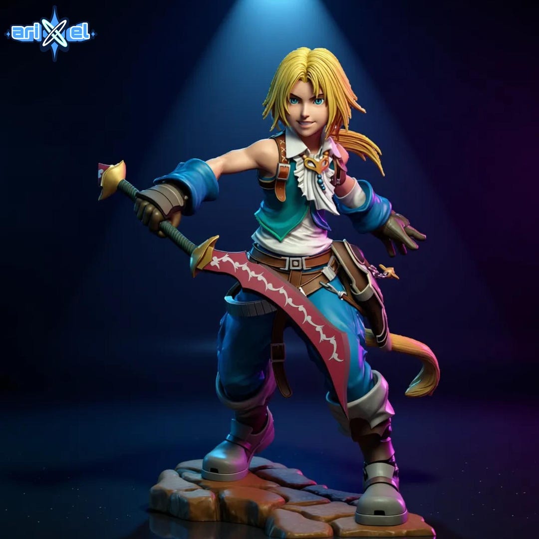 Zidane Tribal 3D Model STL – Fantasy RPG Hero Statue | 1:10 Scale ...