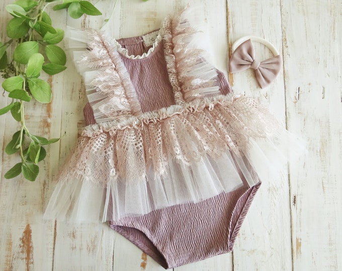Sitter Girl Romper Photo Prop, Purple Baby First Birthday Photography ...