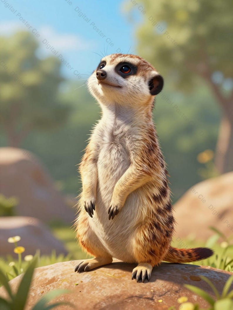Baby Meerkat Manga Animal, Cute Little Illustration, Nursery Wall ...