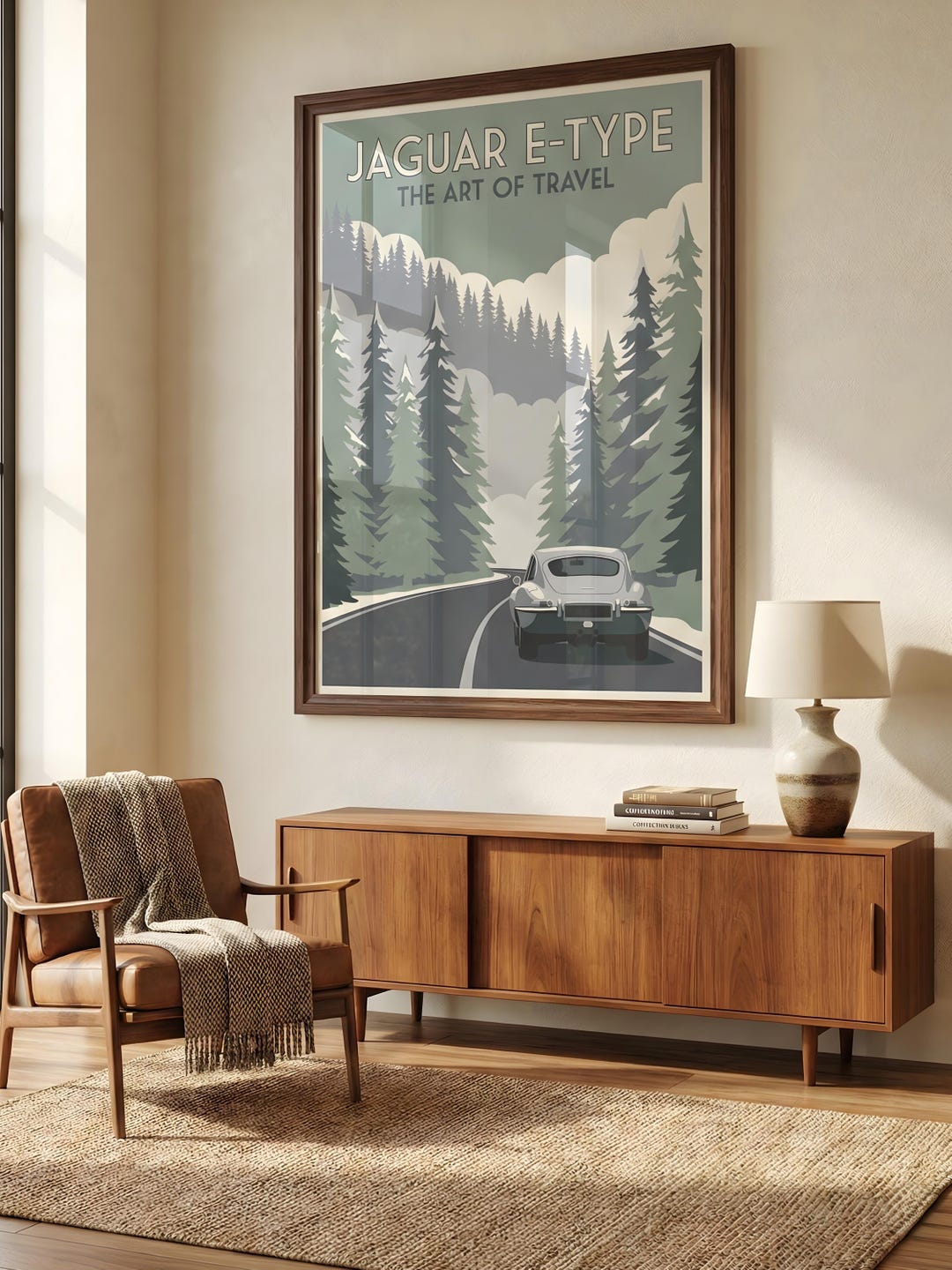 Jaguar E-type Art Print - Classic Car Poster, Vintage Travel Wall Art ...