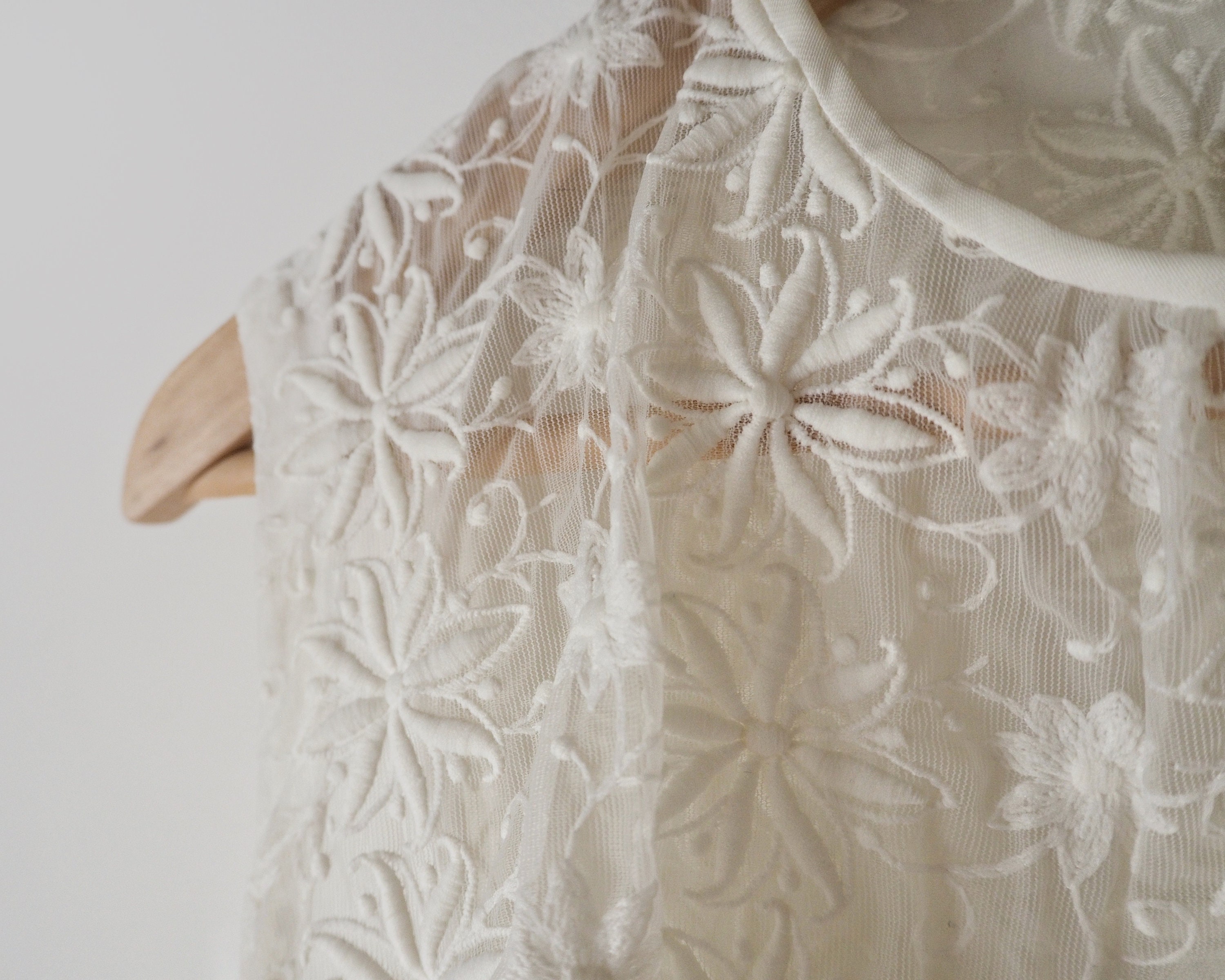 60s Embroidered Sheer Blouse • Vintage Cream See-through Sleeveless ...
