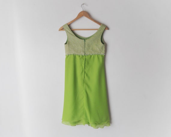 1960's Apple Green Mod Dress with Quilted Lurex • Vin… - Gem