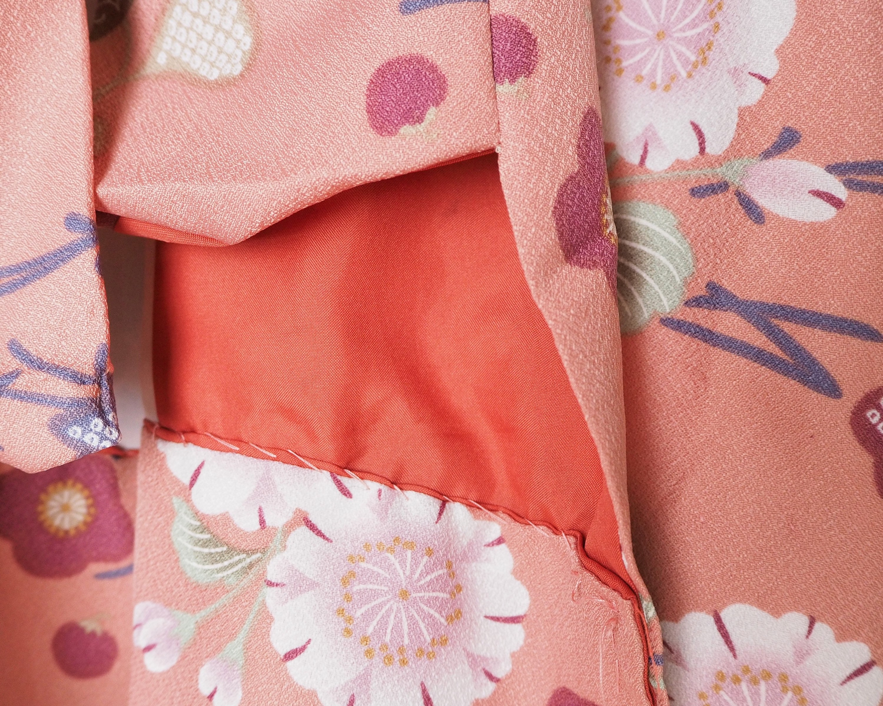 Vintage Japanese Kimono Pink Kimono with Floral Pattern | Etsy