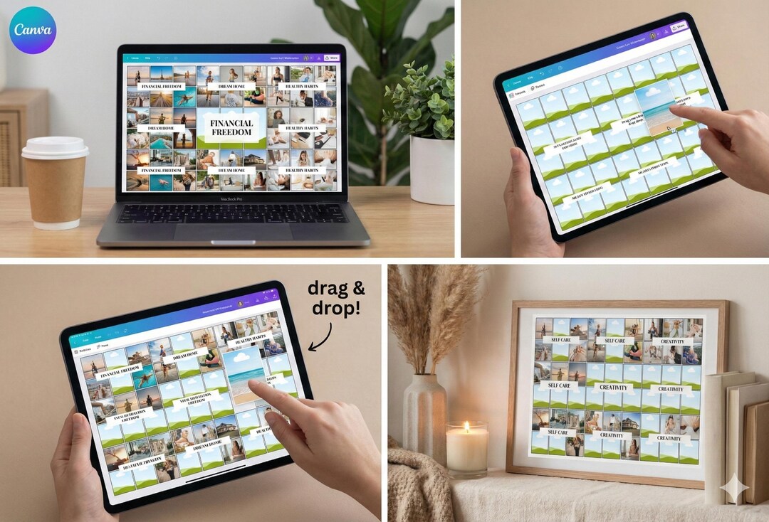 2026 Vision Board Template, Traum Collage, druckbare Wandkunst 90 x 24 ...