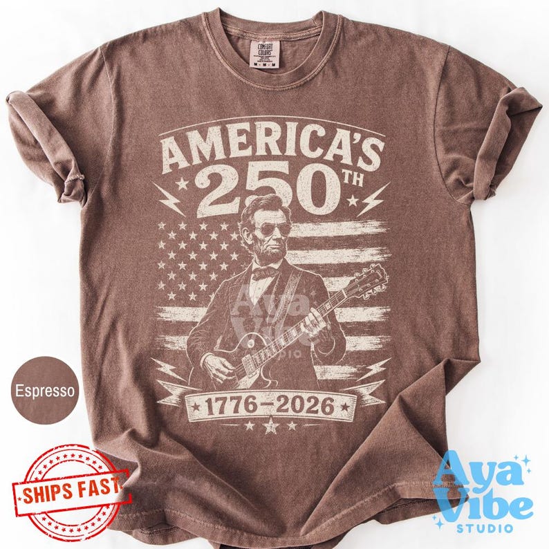 America's 250th Abraham Lincoln Playing Guitar Shirt| Patriotic 4th of ...