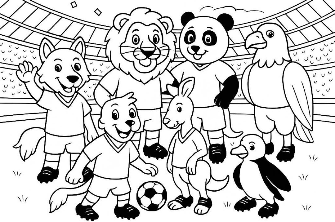 Asian Animals Football Colouring Pages – Full Asia Collection (46 Pages ...
