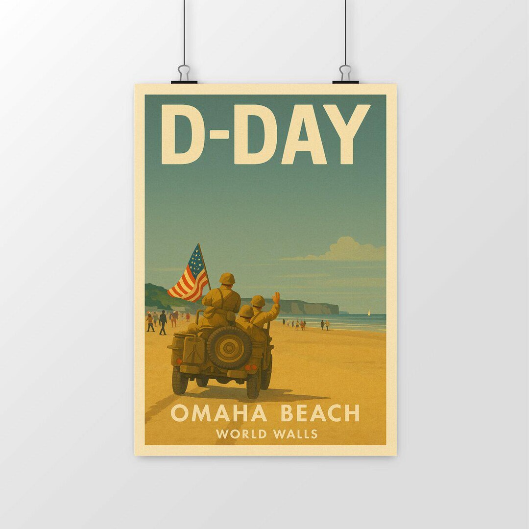 D-day Omaha Beach Poster A3/A4 – Normandy Landings – Vintage World ...
