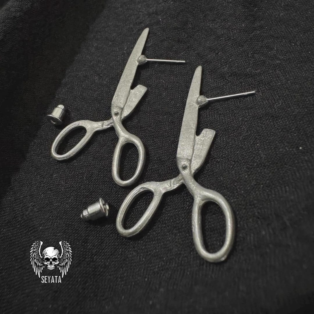 Emo Y2K Gothic Scissors Earrings | Punk Silver & Gold Studs | Edgy ...