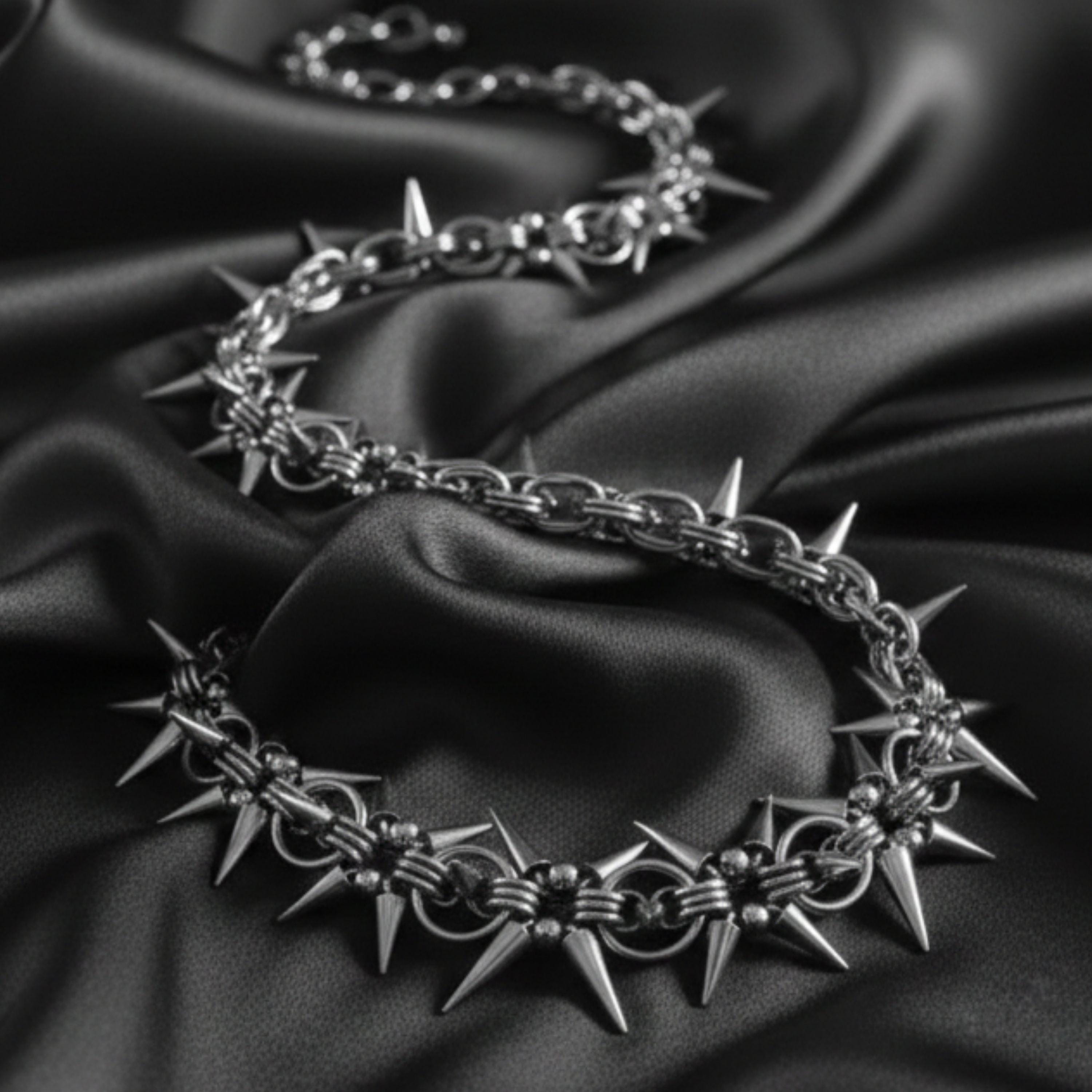 Stainless Steel Spike Choker, Gothic Rivet Necklace for Punk Style ...