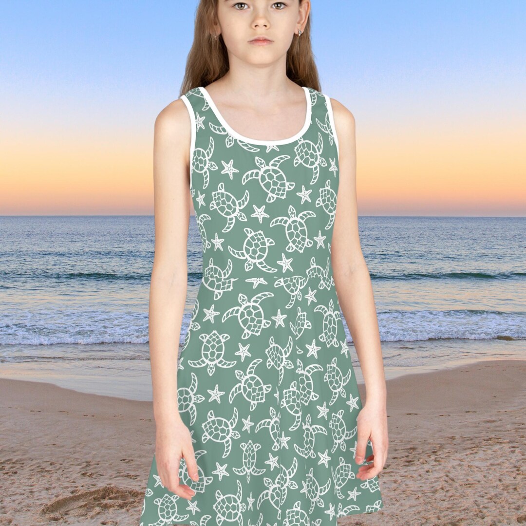 Sea Turtle Girls Dress | Coastal Sage Green Toddler Outfit - Etsy