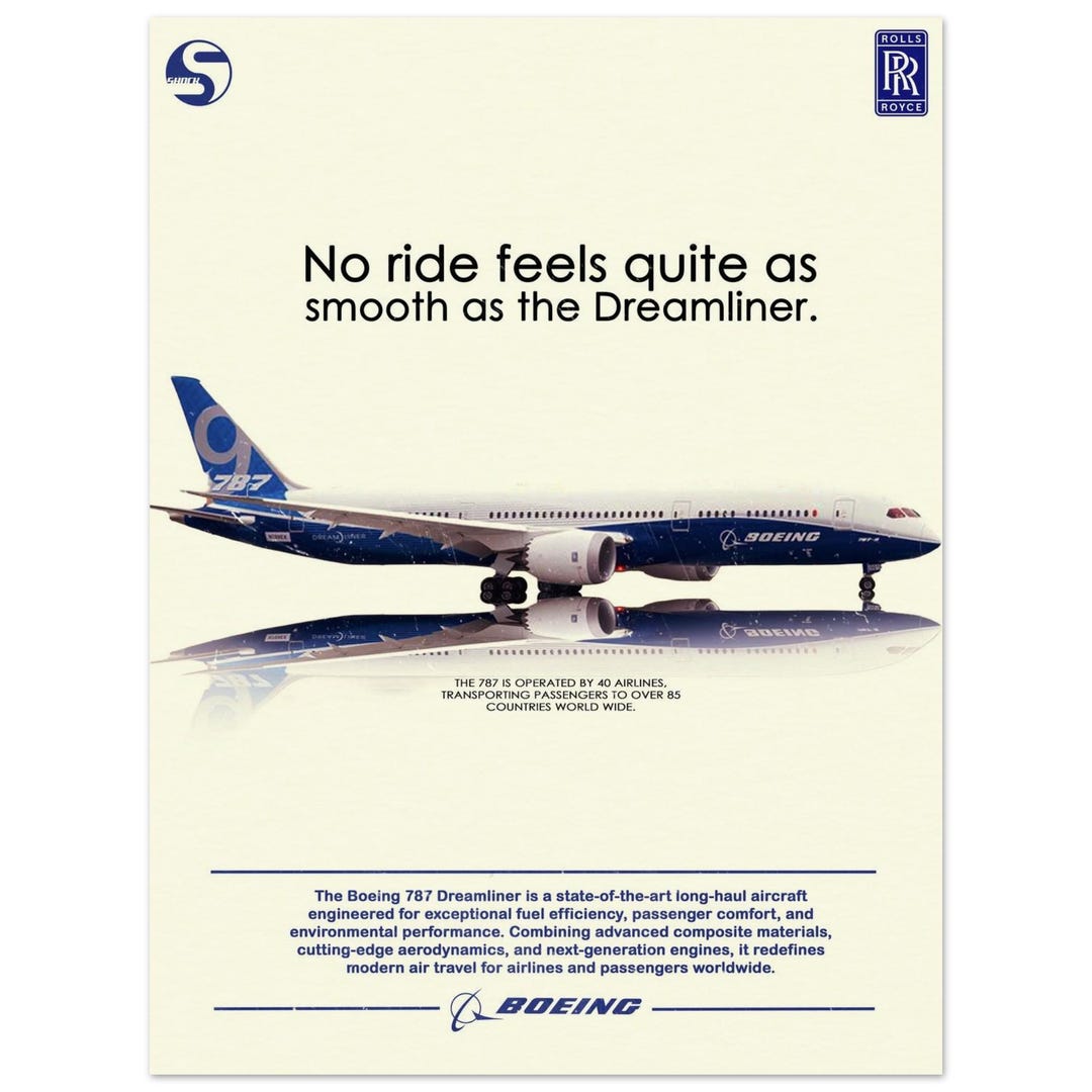 Dreamliner 787 Print, Modern Graphic Design of Iconic Aviation, Part of ...