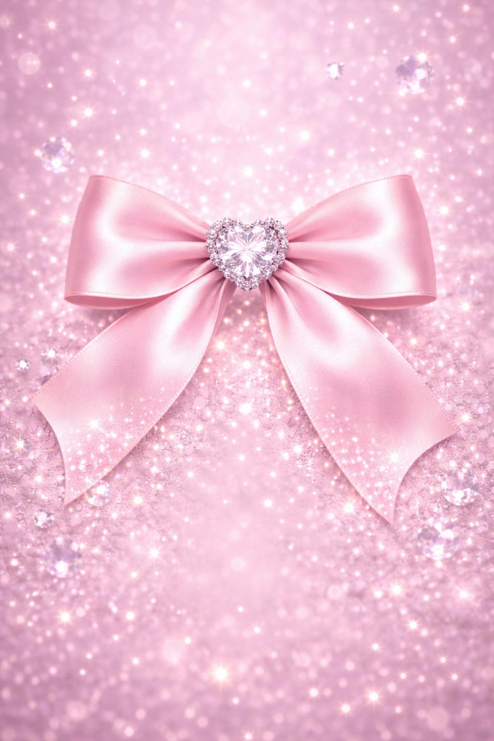 Pink Bow Wall Art • Diamond Heart Bow Print • Sparkly Glam Decor ...