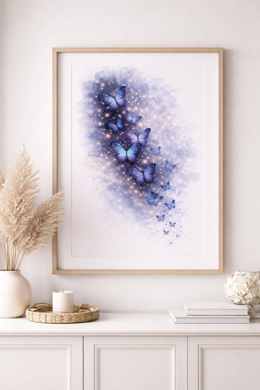 Midnight Blue Butterfly Wall Art • Ethereal Galaxy Butterflies Print ...