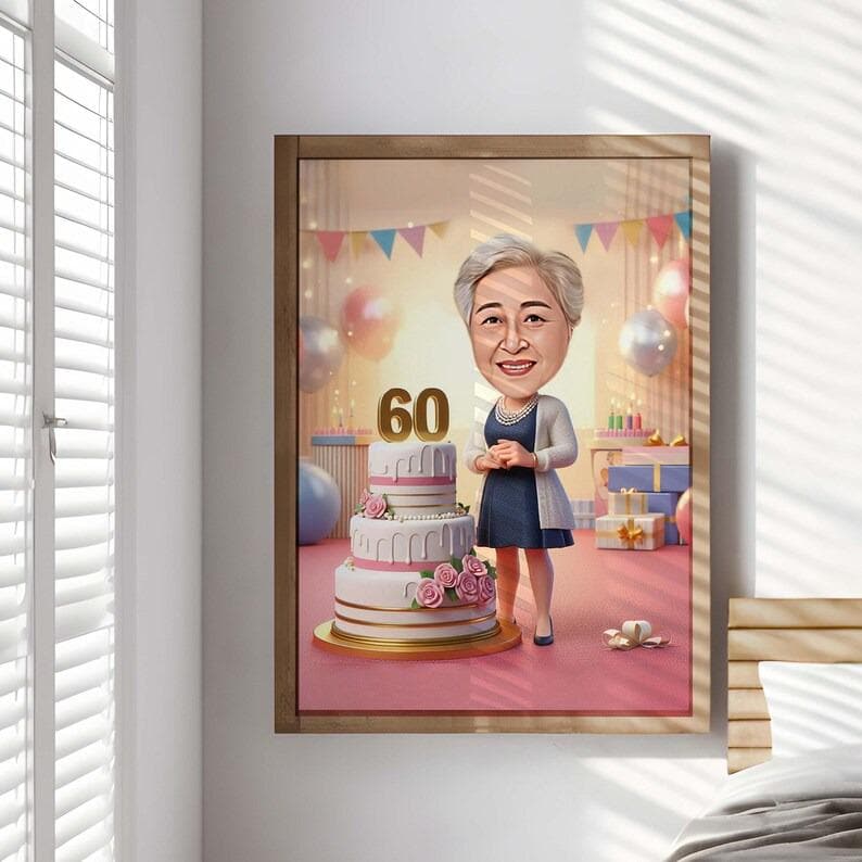Custom 60th Birthday Caricature | Personalized Cartoon Portrait From ...