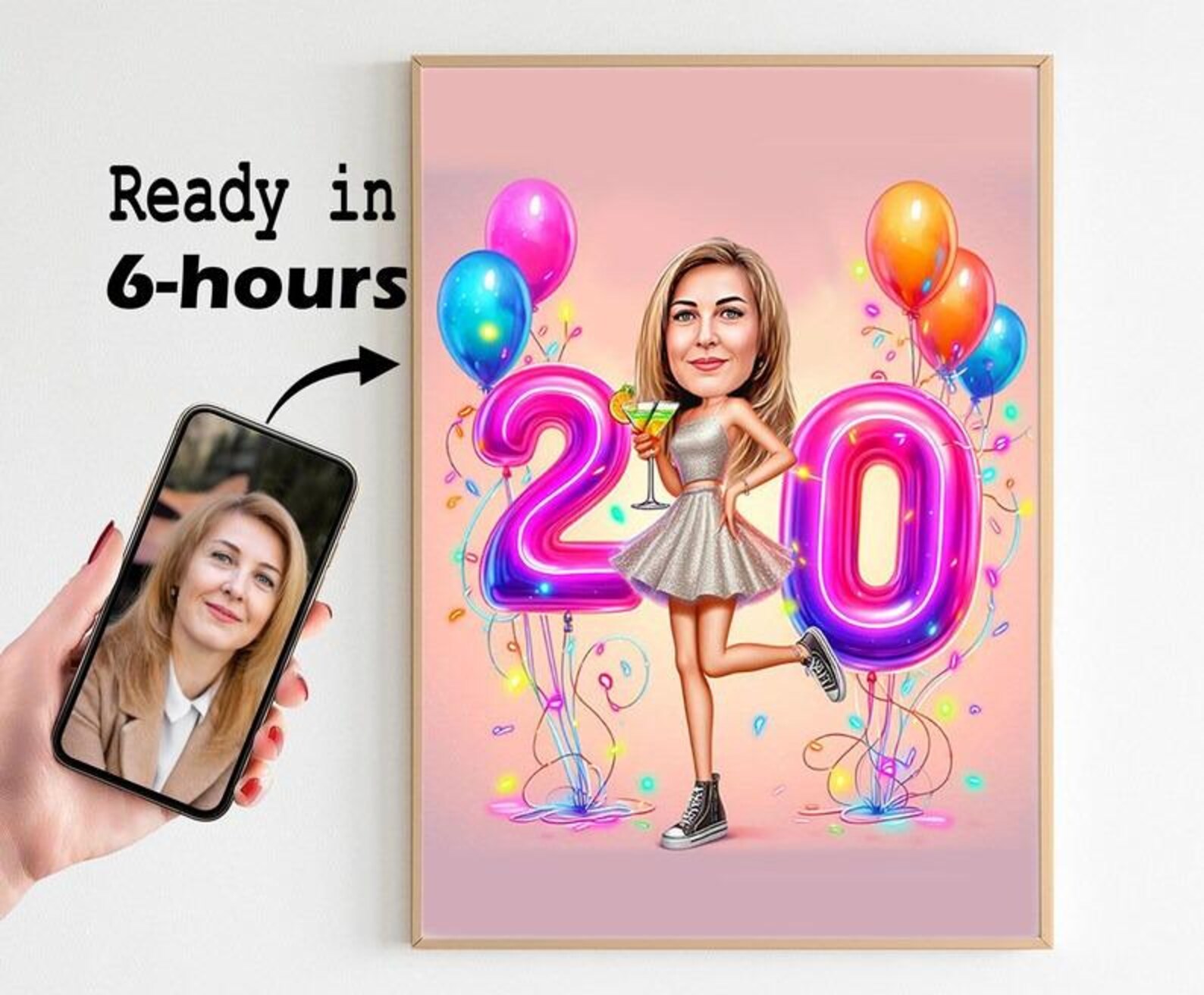 Custom 20th Birthday Caricature | Funny Cartoon Portrait From Your ...