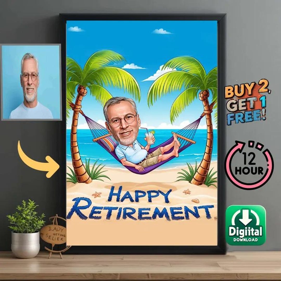 Retirement Custom Caricature | Personalized Cartoon Portrait | Funny ...