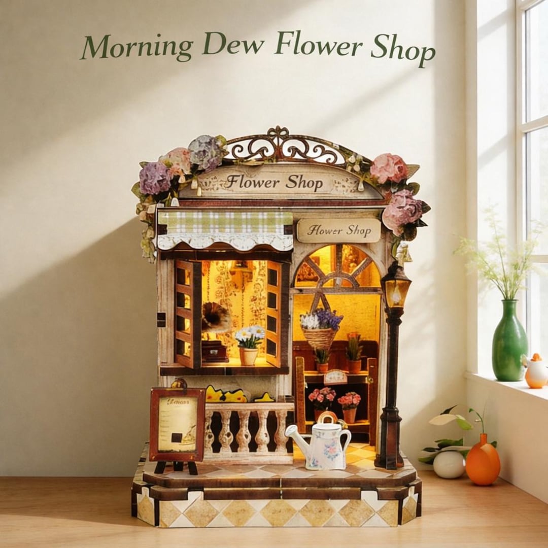 DIY Miniature Flower Shop Kit | Morning Blossom Mini House | Lighted ...